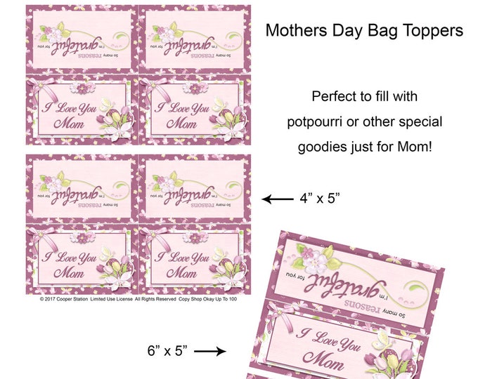 Printable Mothers Day Bag Topper Digital Bag Topper Gift for Mom Treat ...