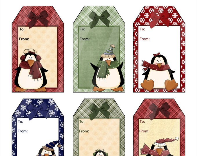 Digital Printable Gift Tags With Penguins - Etsy