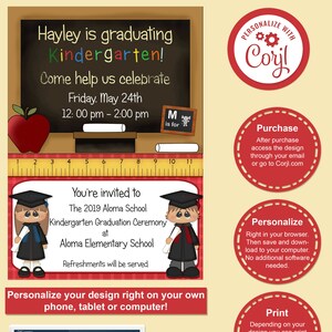 Editable Printable Personalized Kindergarten Graduation Invitations ...