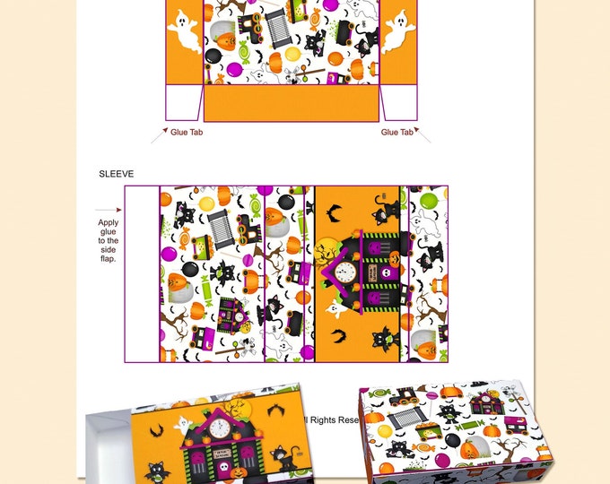 Digital Printable Halloween Treat Box With Ghost and Bat Design ...