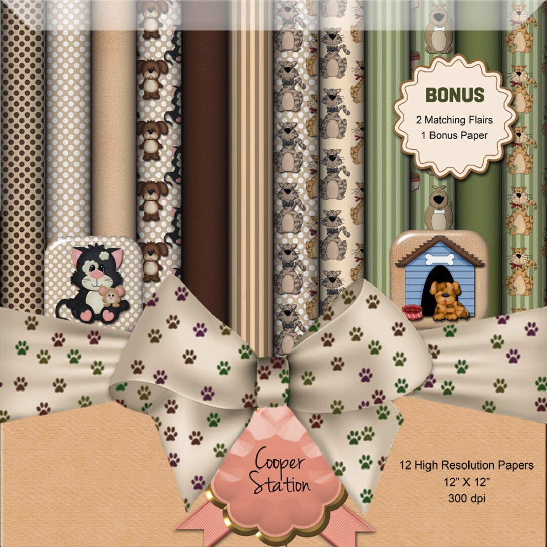 Cats and Dogs Digital Scrapbook Papers DP013 - Etsy