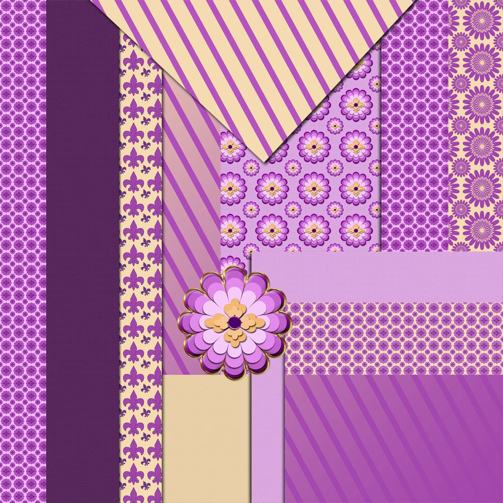 Digital Paper Pack in Purple and Yellow DP008 | Etsy