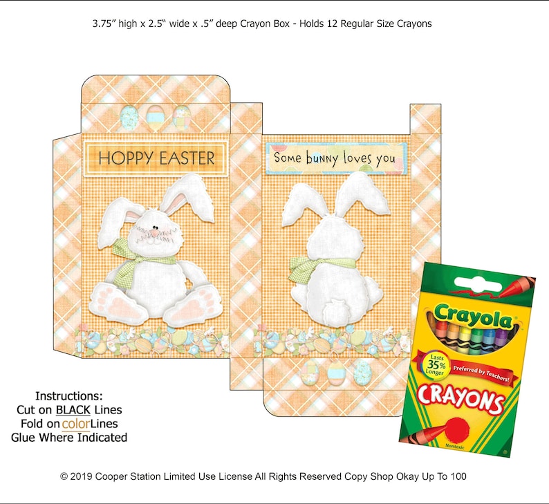 Digital Printable Easter Crayon Box - Easter Treat Box - Bunny Crayon ...