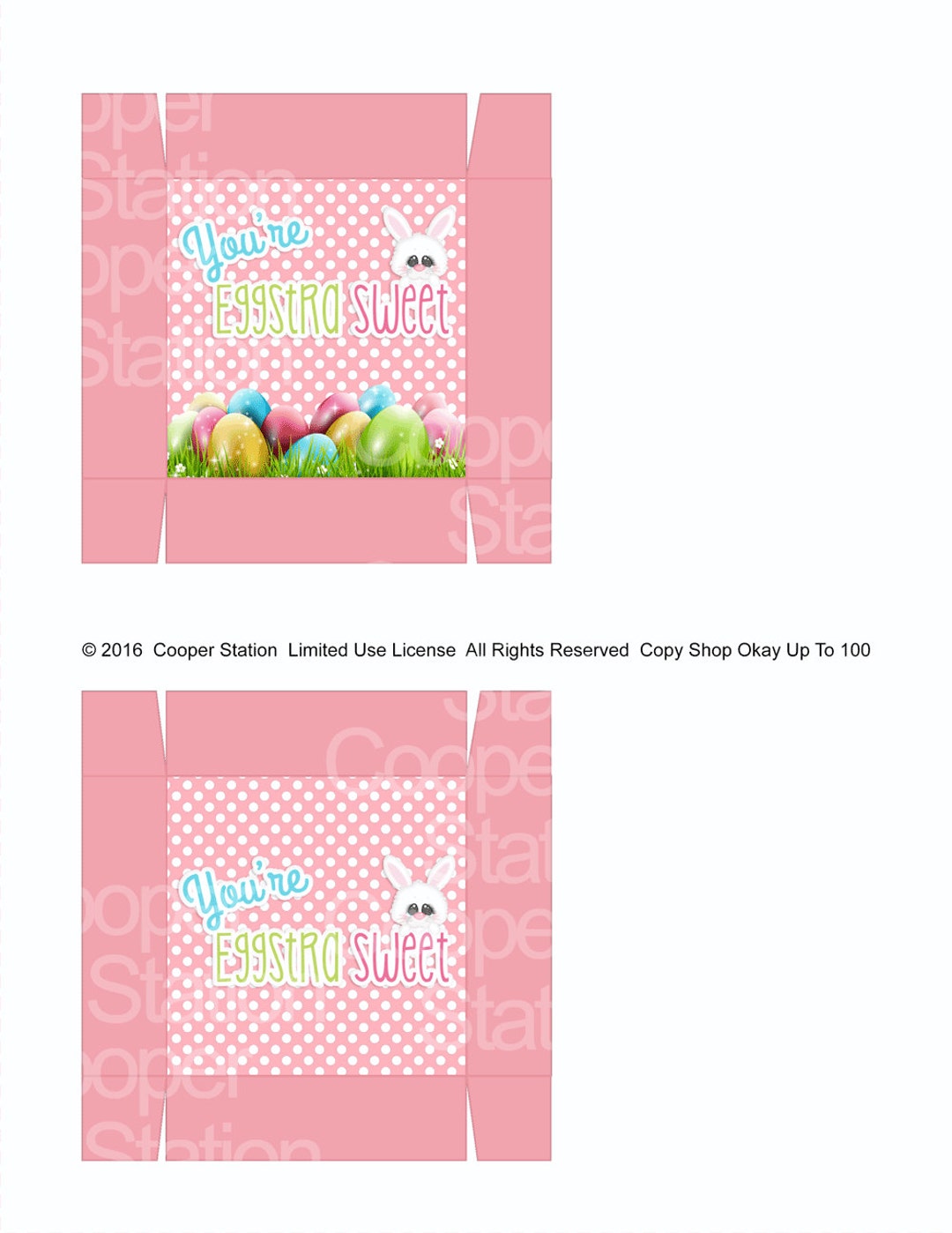 Digital Printable Small Square Easter Bunny Box - Easter Eggs - Candy ...