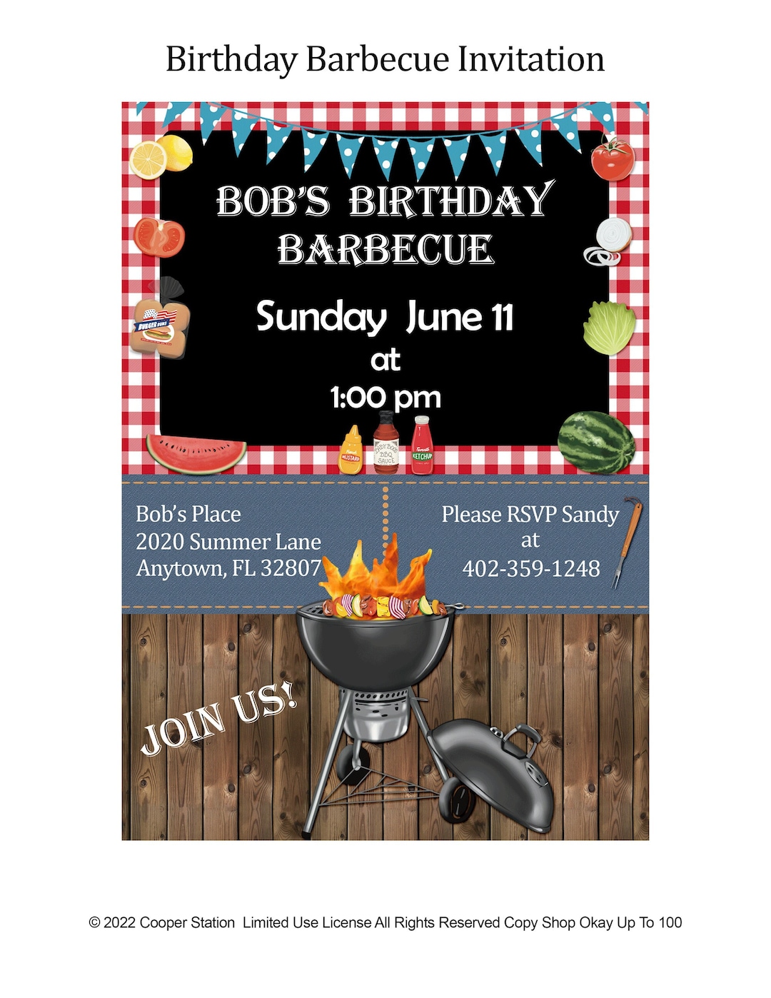 Editable Printable Personalized Barbecue Birthday Invitation - Party ...