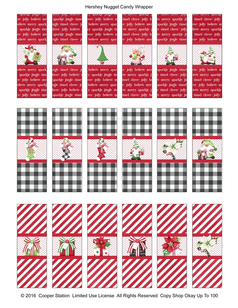 Digital Christmas Slider Gift Box Set for Nugget Candies - Etsy