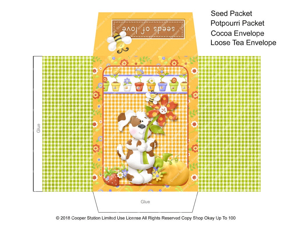 Digital Printable Seed Envelope Loose Tea Envelope Potpourri Envelope ...