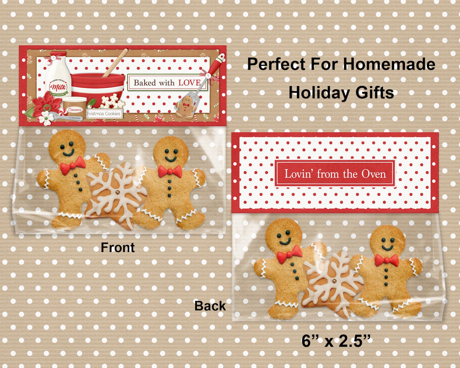 Digital Printable Christmas Cookie Bag Topper With Bag Sticker - Etsy