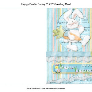 Digital Printable Easter Greeting Card 5 X 7 - DIY Bunny Greeting Card ...