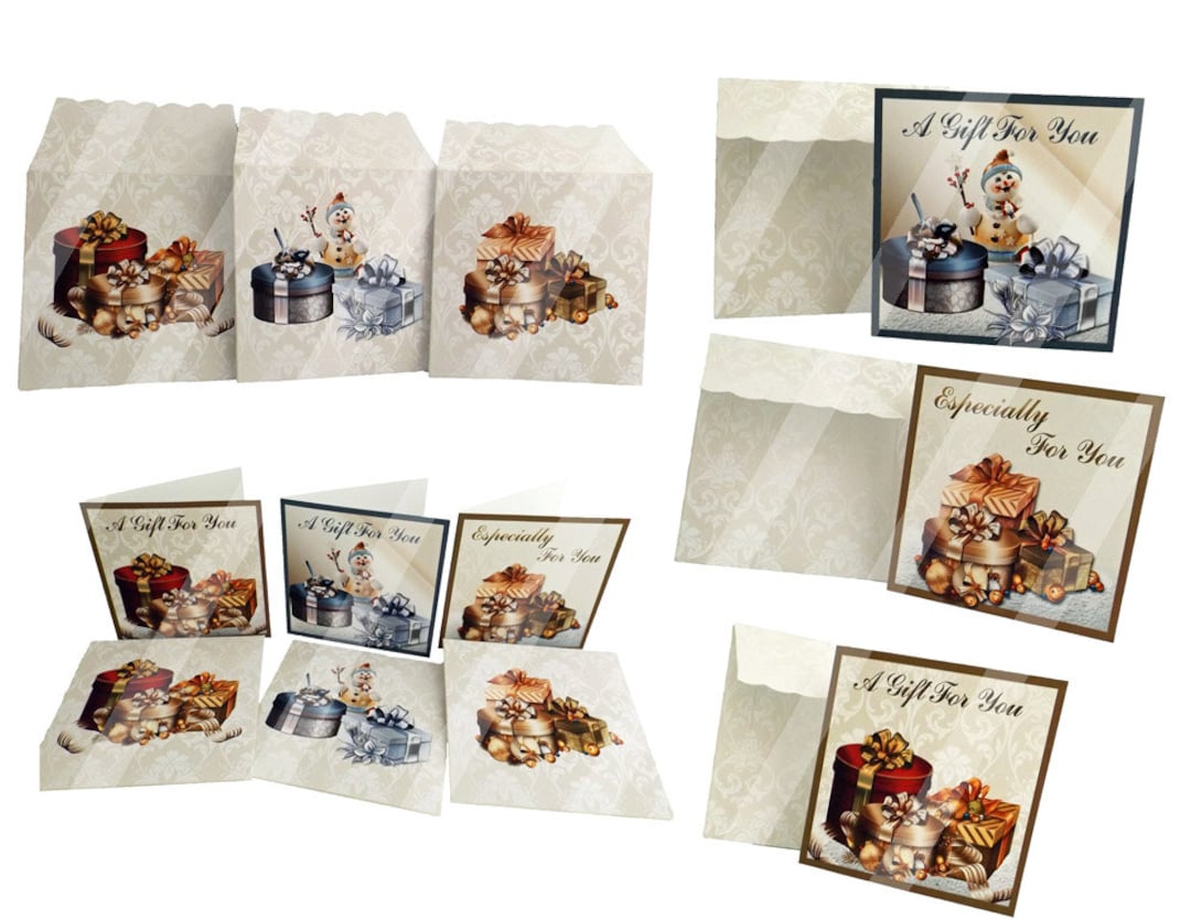 Digital Printable Christmas Gift Note Cards Set of Three With Envelopes ...