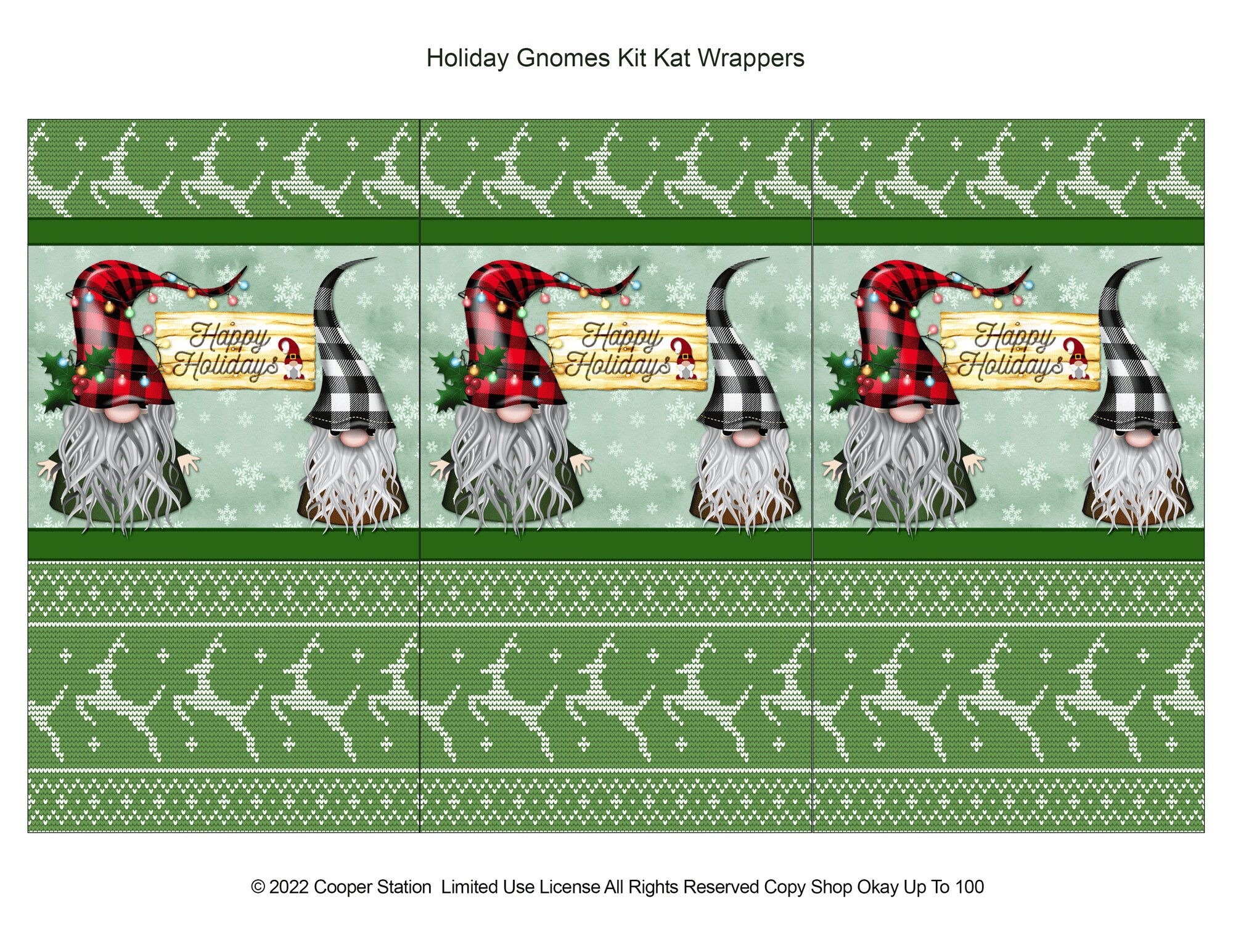 Digital Printable Holiday Gnomes Kit Kat Chocolate Bar Wrapper ...