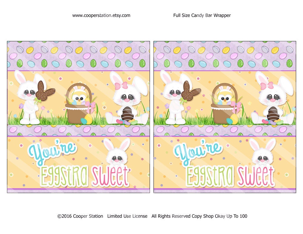 Printable Digital Easter Bunny Hershey Candy Bar Wrapper - Etsy