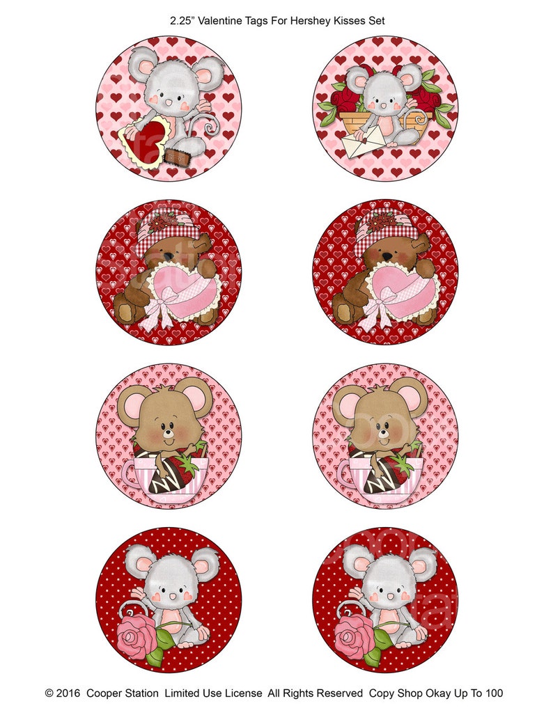 Printable Digital Valentine Complete Set of Hershey Kisses - Etsy