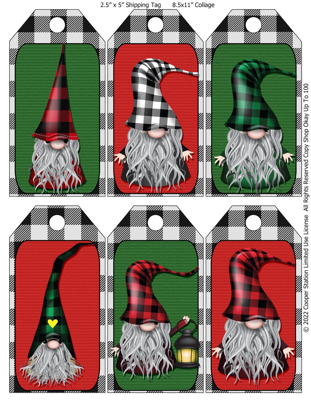 Digital Holiday Gnome Gift Tags Buffalo Plaid Christmas Tags - Etsy