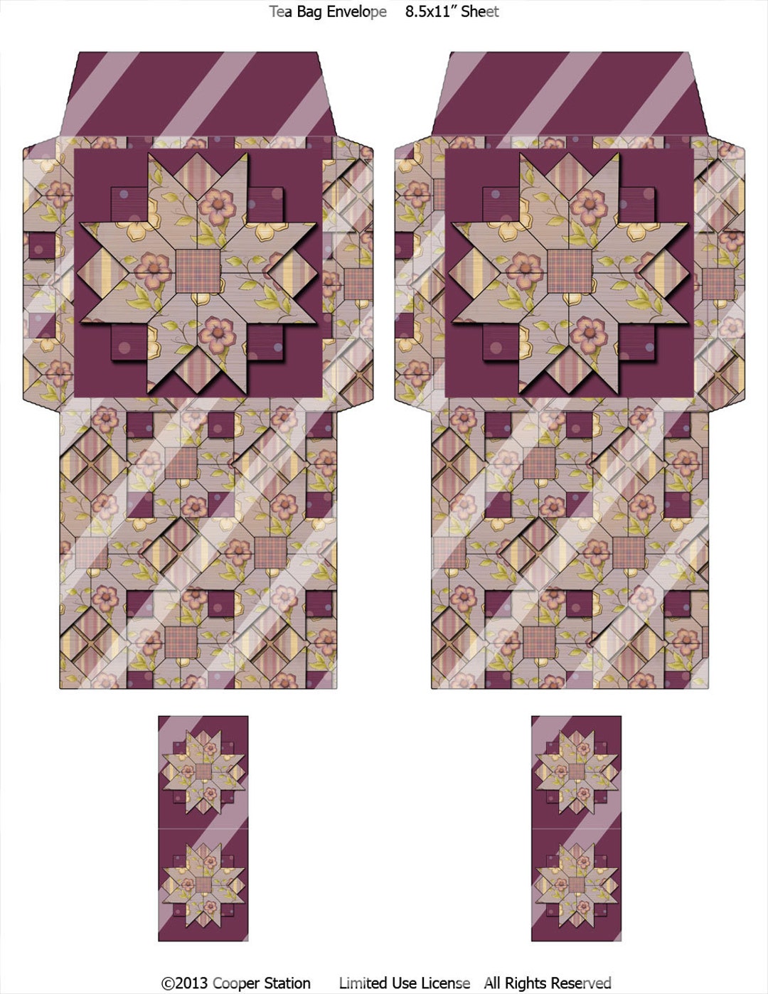 Quilt Design Digital Tea Bag Envelope - Etsy