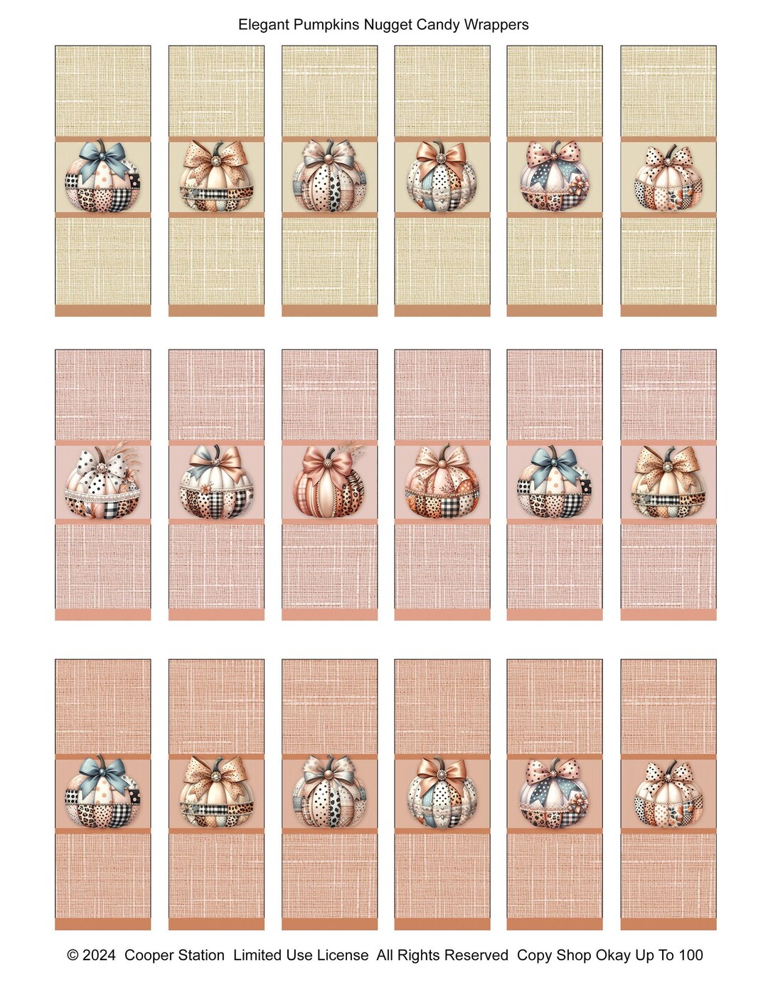 Thanksgiving Nugget Candy Wrappers - Elegant Pumpkins Candy Wrappers ...