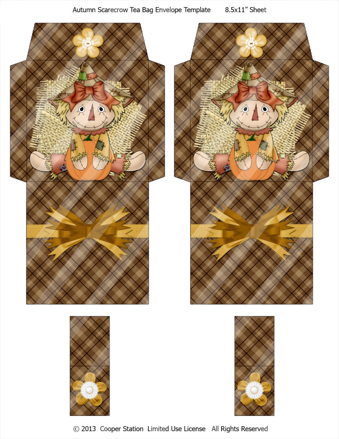 Digital Tea Bag Envelope Autumn Scarecrow Theme - Etsy