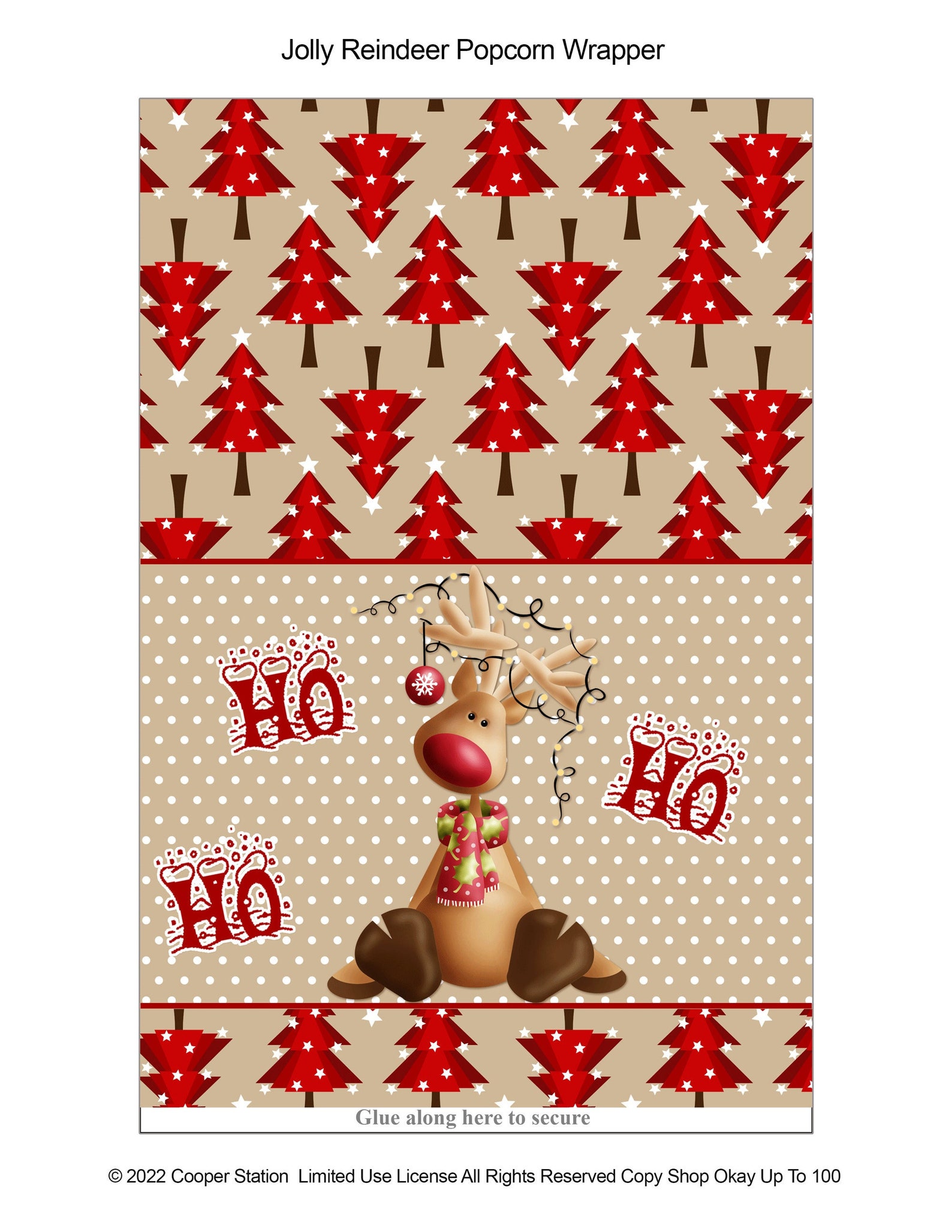 Digital Printable Christmas Popcorn Wrapper Jolly Reindeer - Etsy