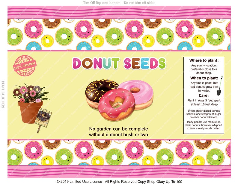 Printable Digital Donut Seed Chip Bag Treat Bag Chip Bag - Etsy