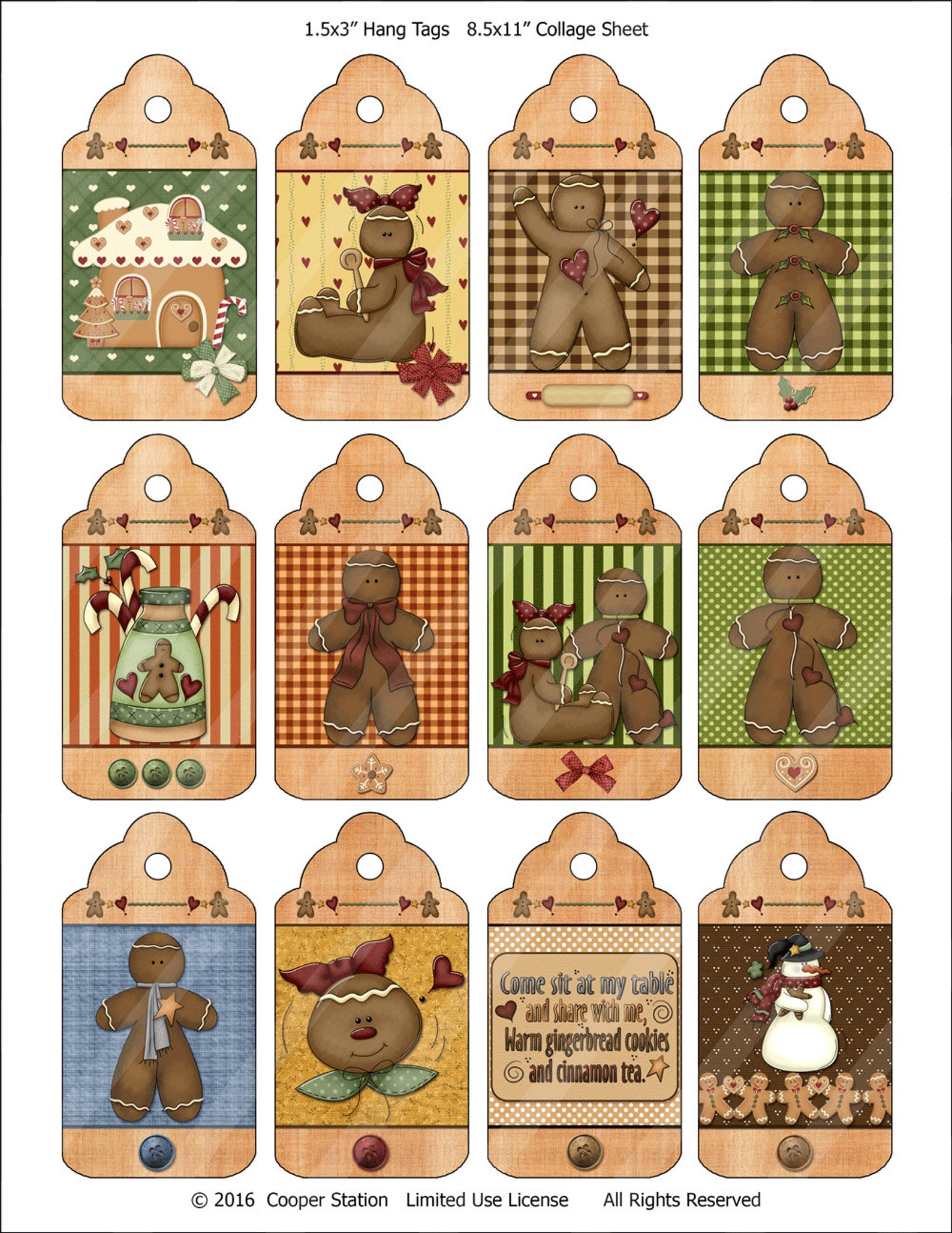 Digital Printable Gift Tags Gingerbread Theme - Etsy