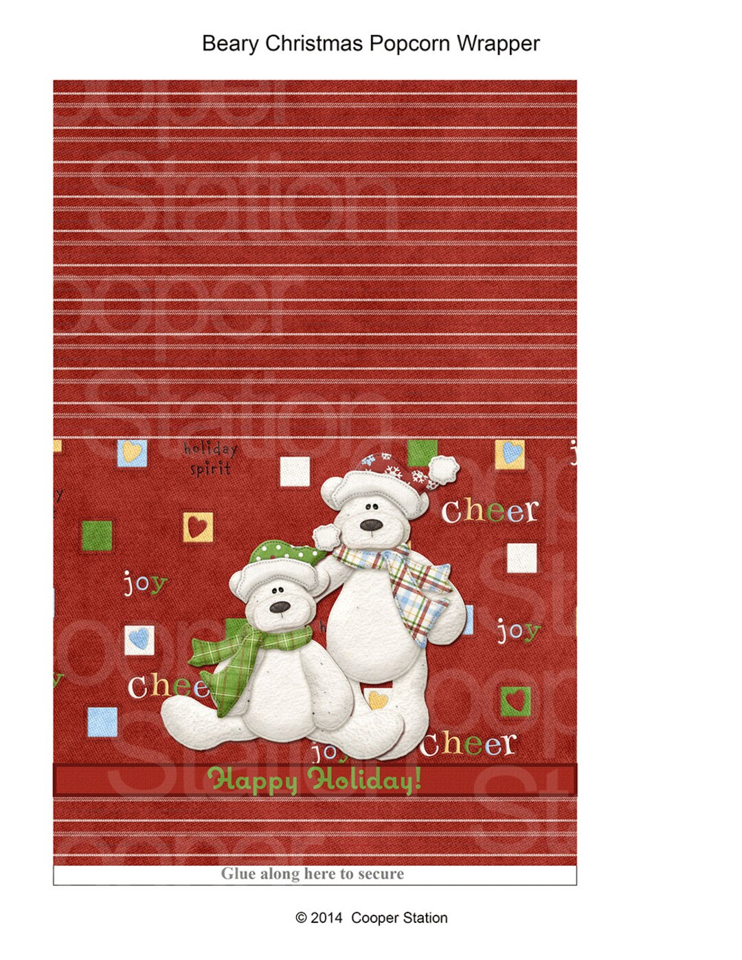 Digital Printable Christmas Popcorn Wrapper - Etsy