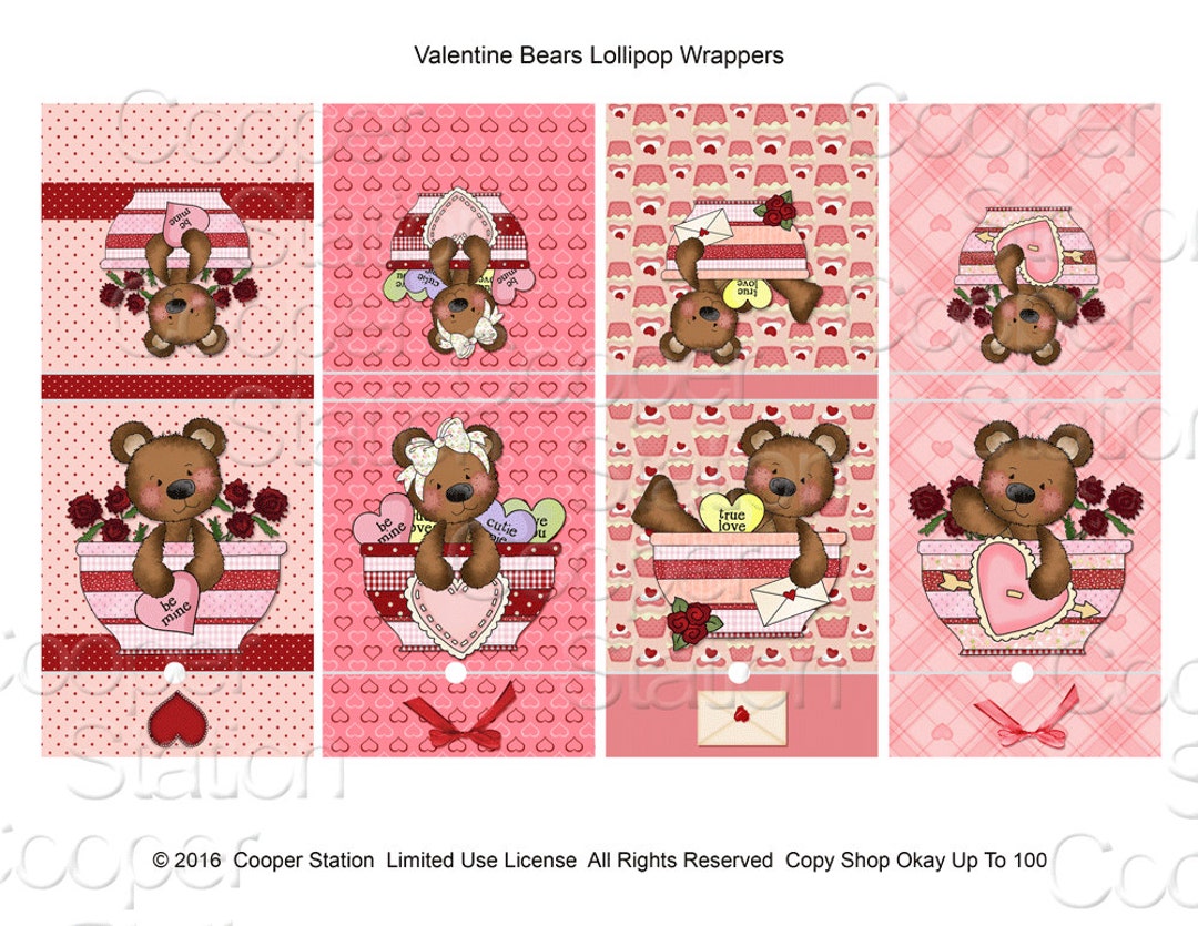 Printable Digital Valentine Lollipop Covers 002 - Etsy