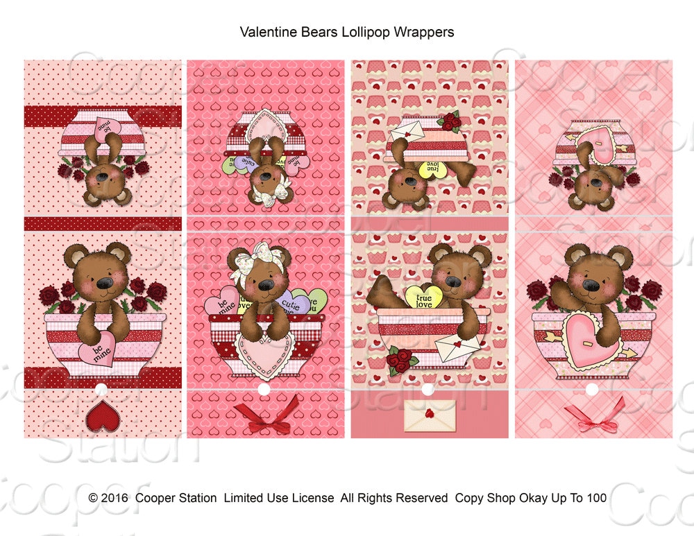 Printable Digital Valentine Lollipop Covers 002 - Etsy