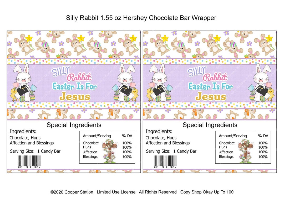 Printable Digital Easter Hershey Candy Bar Wrapper - Chocolate Bar ...