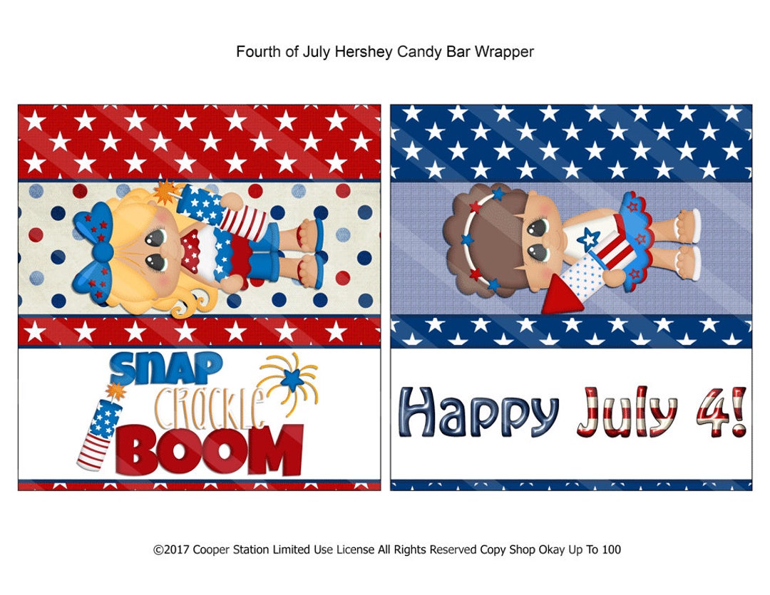Printable Digital Fourth of July Chocolate Candy Bar Wrapper- July 4th ...