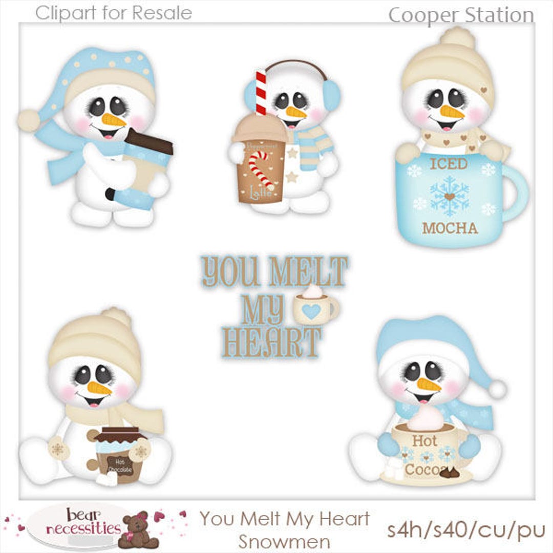 Digital Clipart - You Melt My Heart - Clip Art - Snowman Clip Art - Hot ...