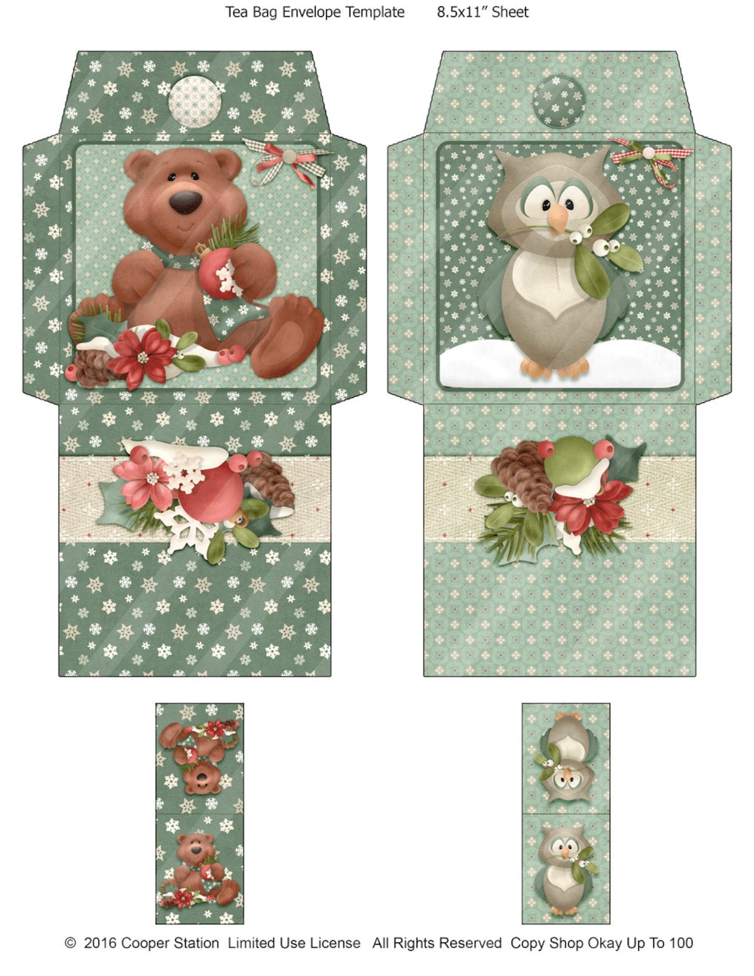 Digital Printable Tea Wrappers - Woodland Critters - Winter Tea Wrapper ...