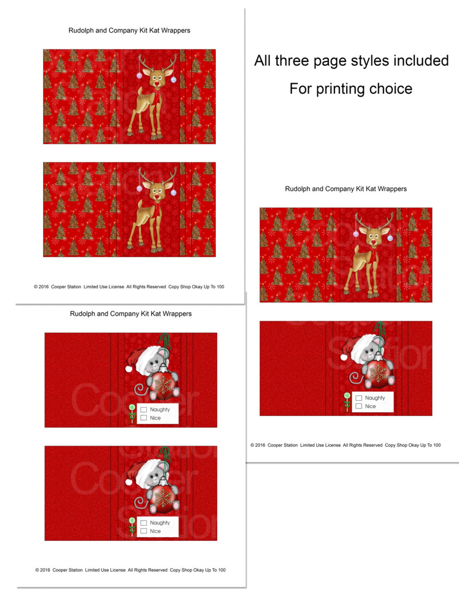 Digital Printable Rudolph Kit Kat Chocolate Bar Wrapper-christmas ...