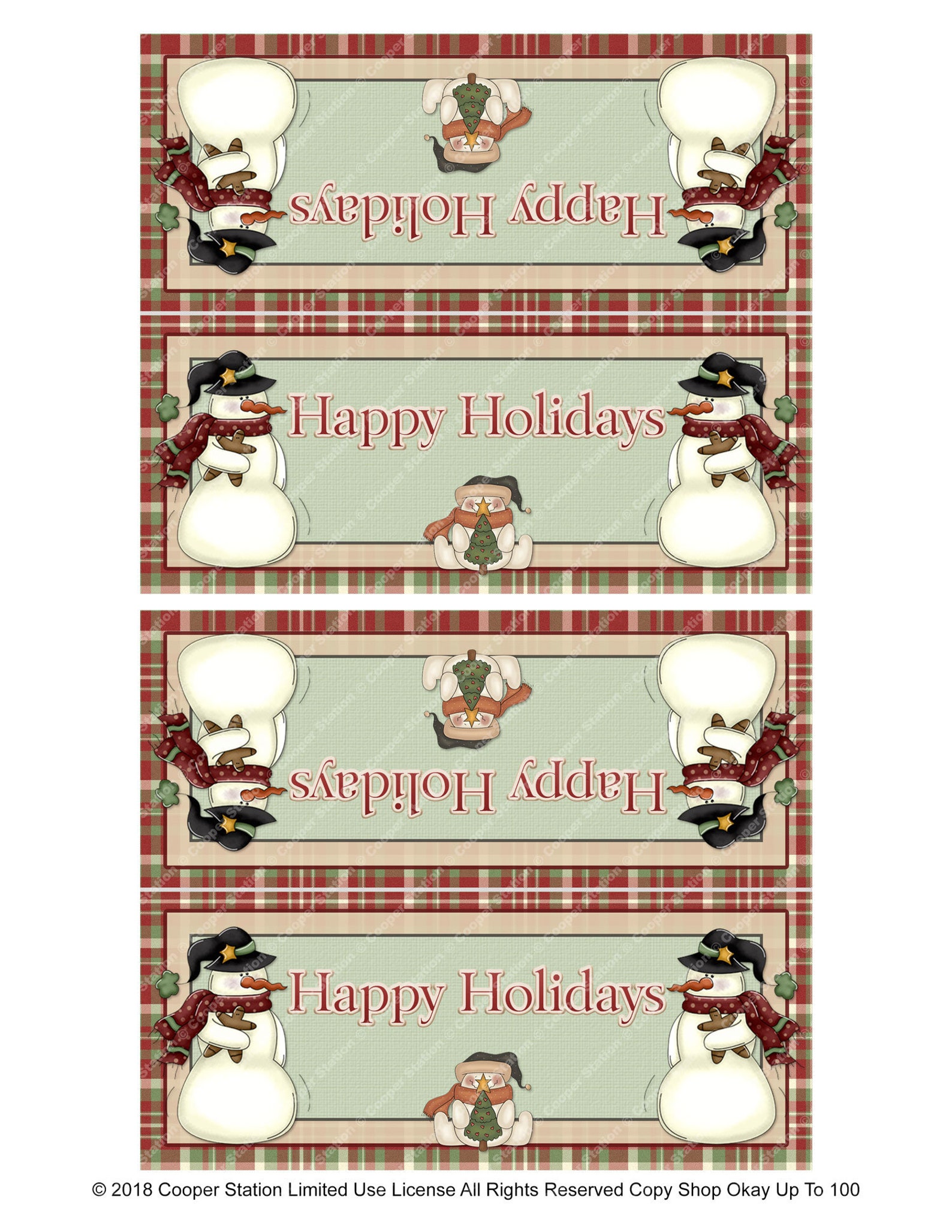 Digital Printable Bag Topper Happy Holiday Snowman Treat Bag Toppers ...