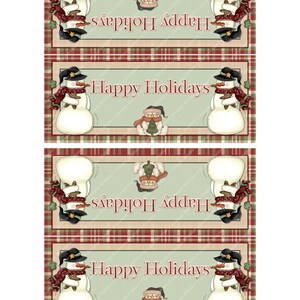 Digital Printable Bag Topper Happy Holiday Snowman Treat Bag Toppers ...