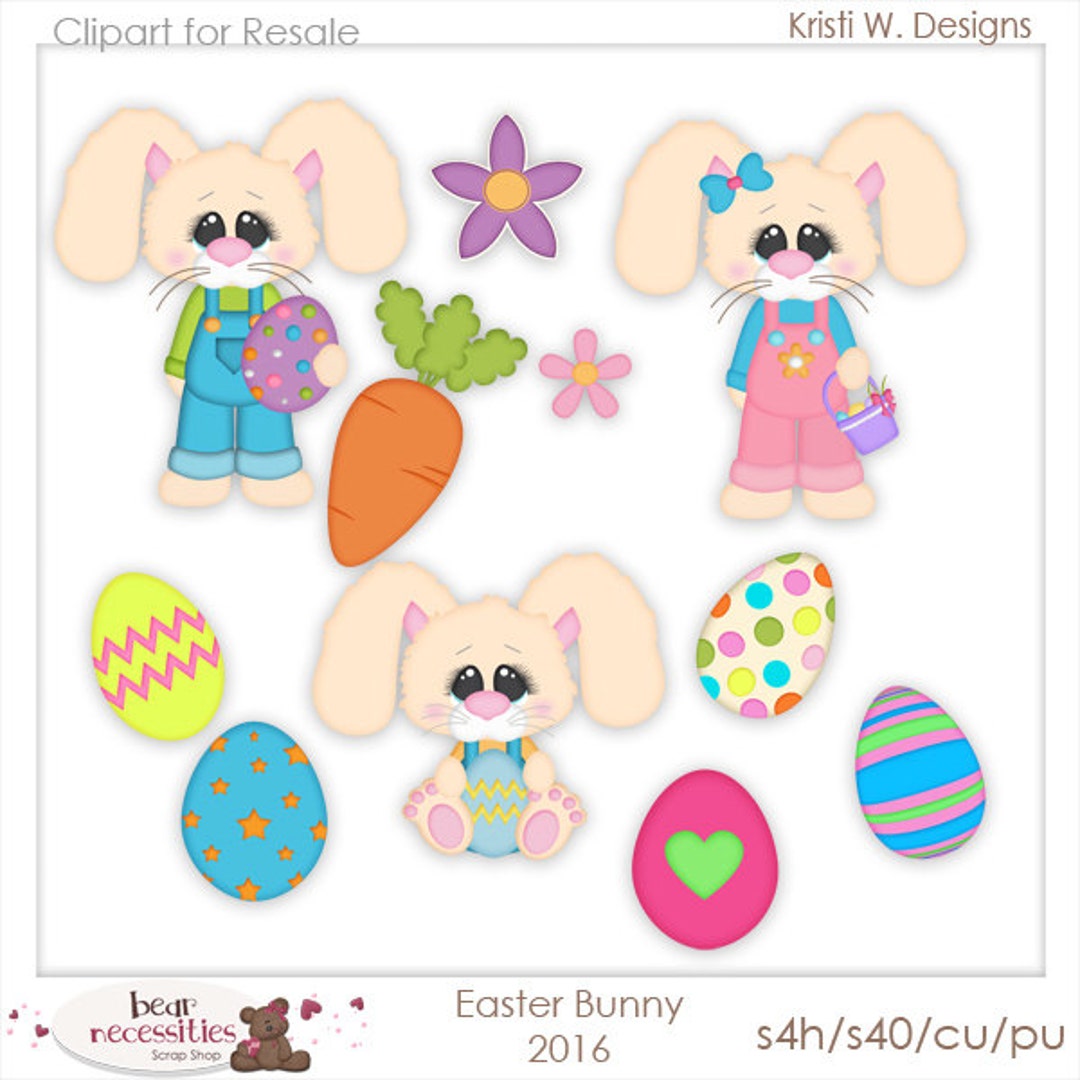 Clipart - Easter Bunny Clip Art - Kristi W Designs - Etsy