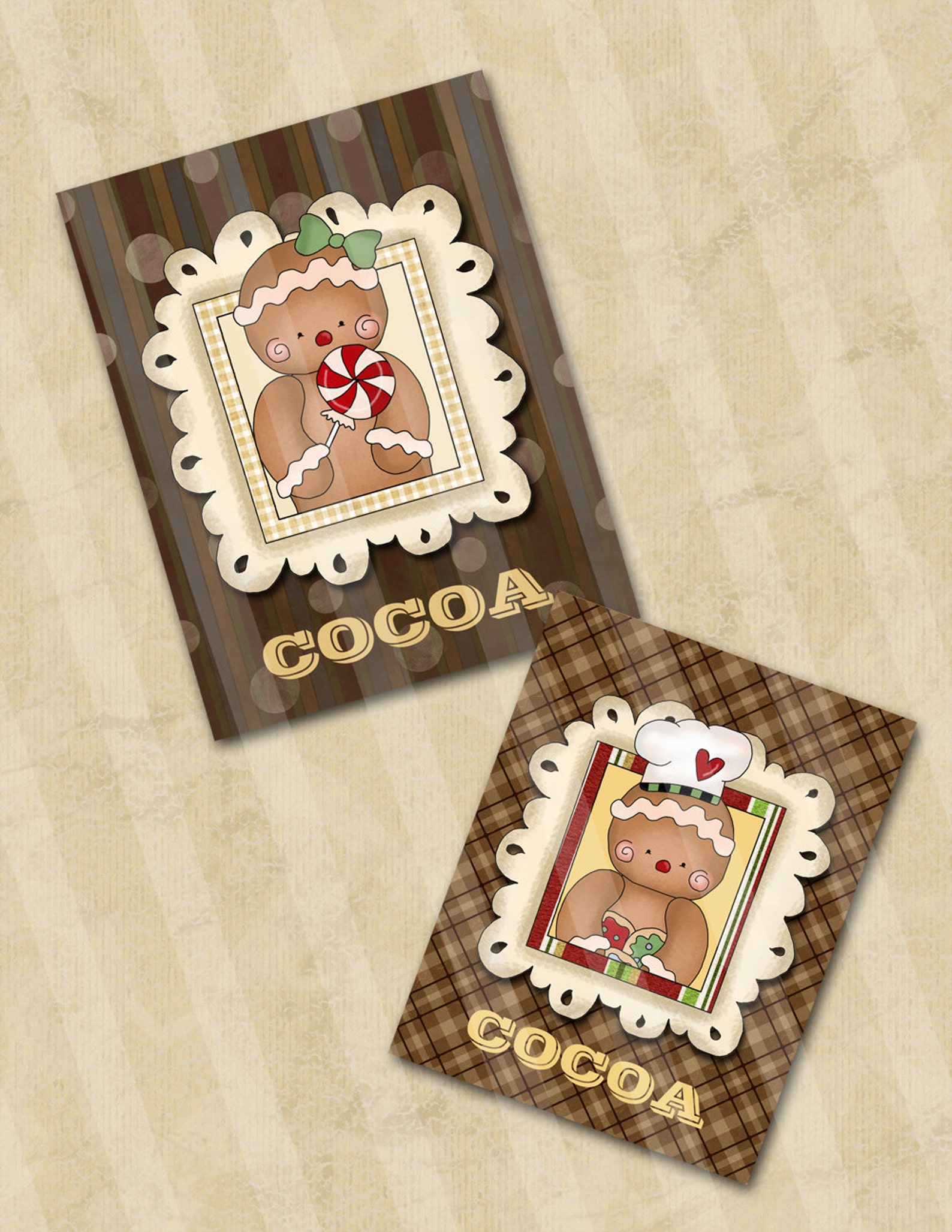 DIY Gingerbread and Candy Digital Cocoa Envelopes CP002 - Etsy