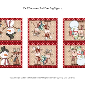Snowmen and Reindeer Nugget Candy Bar Wrapper Set With Tray, Toppers ...