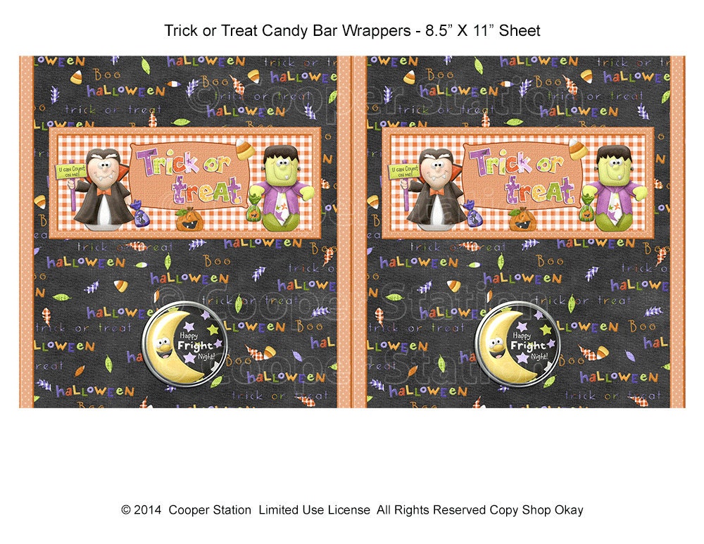 Digital Printable Halloween Candy Bar Wrappers | Etsy