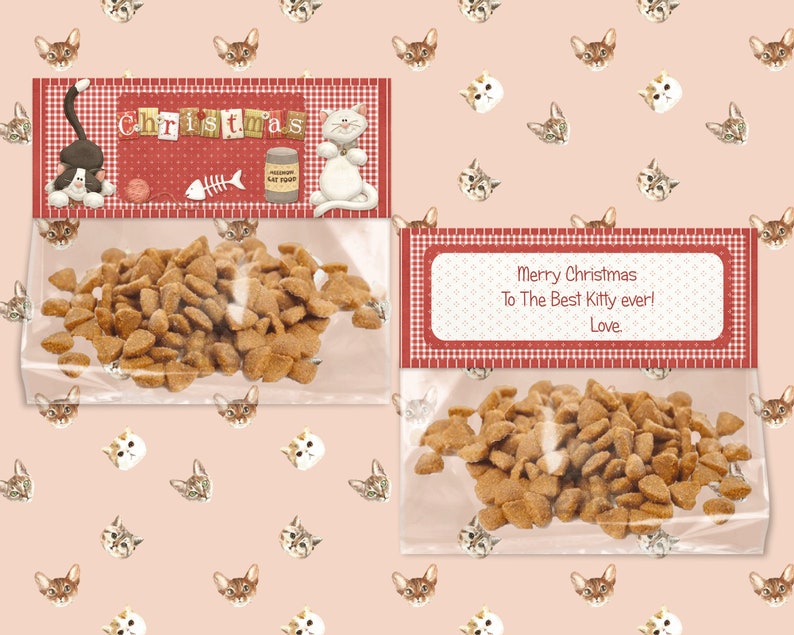 Printable Digital Christmas Treat Bag Topper for Kitty - Etsy