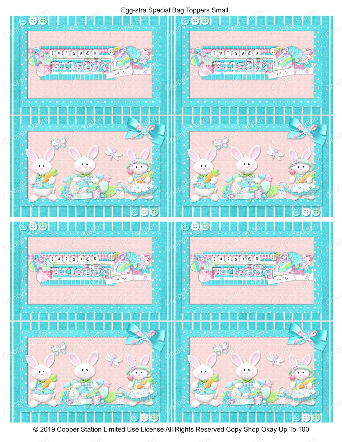 Digital Printable Easter Bag Topper Teal Easter Treat Bag | Etsy