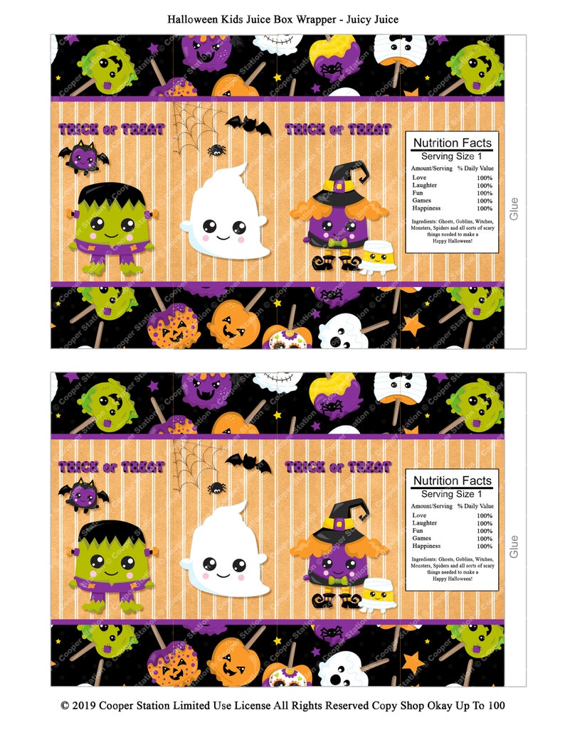 Digital Printable Halloween Juice Box Wrappers Minute Maid | Etsy