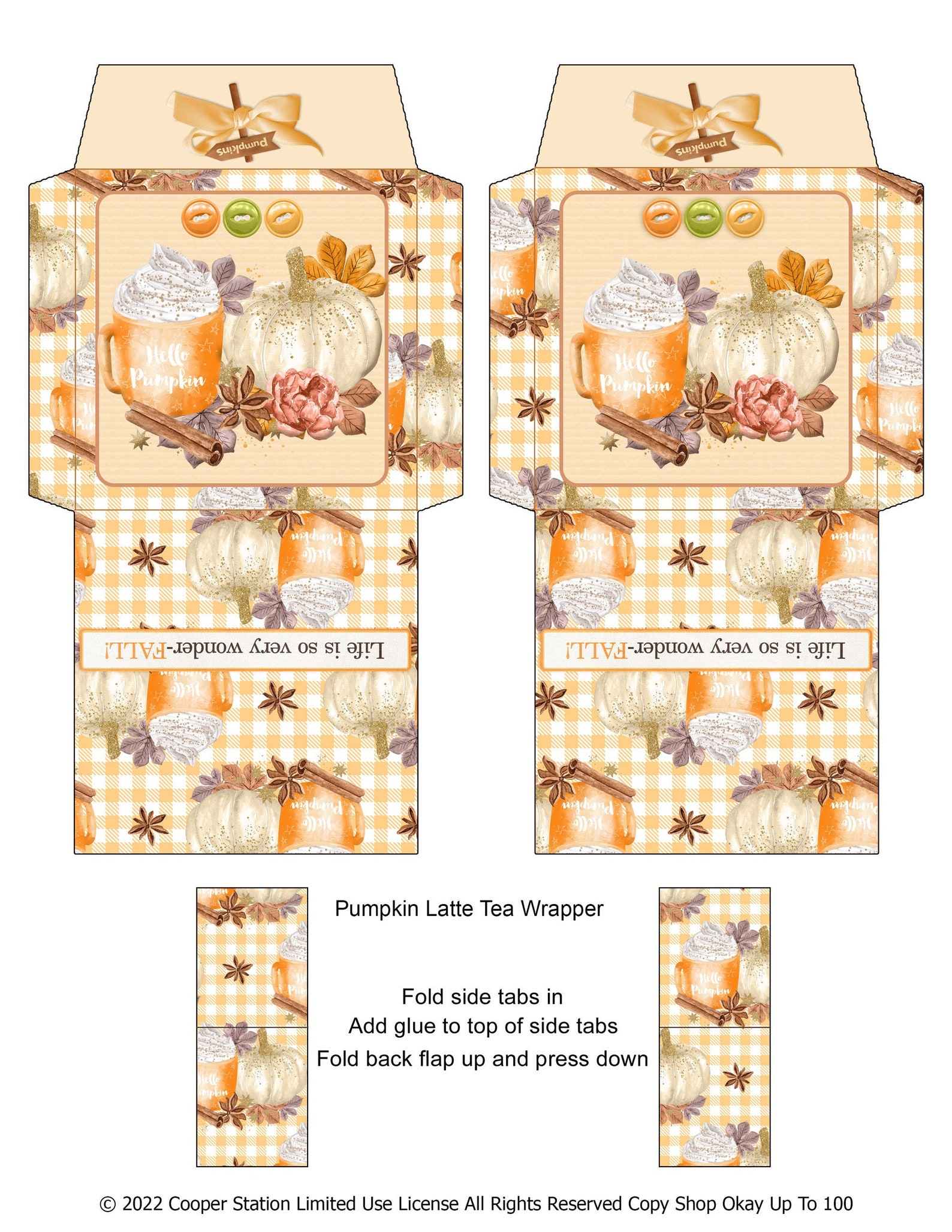 Digital Tea Bag Wrapper Fall Pumpkin Latte Tea Wrapper - Etsy