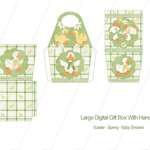 Digital Printable Large Gift Box With Handles Spring Easter or Baby ...
