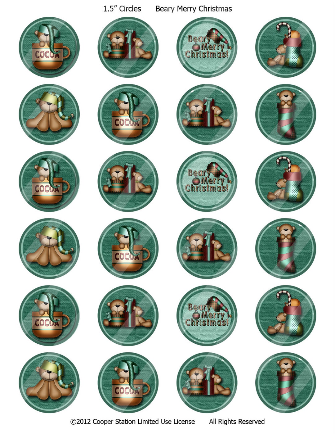 DIY Beary Merry Christmas Images R15006 - Etsy