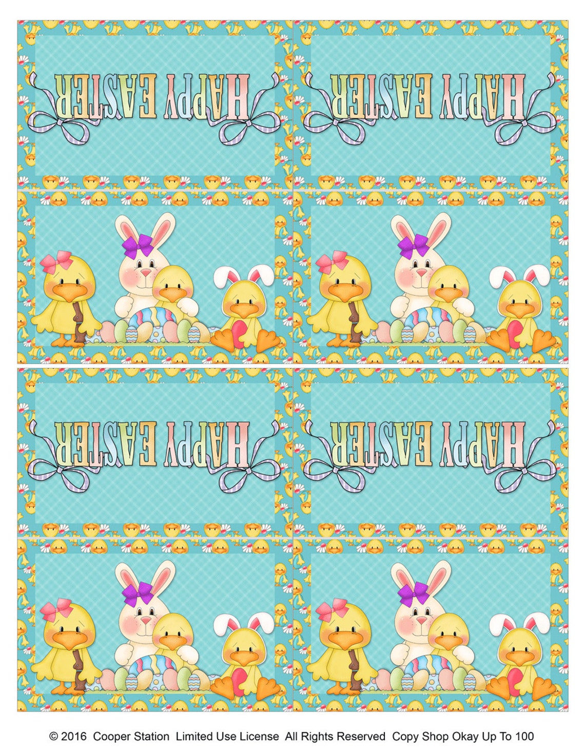 Printable Digital Easter Bag Topper Chicks and Bunnies | Etsy