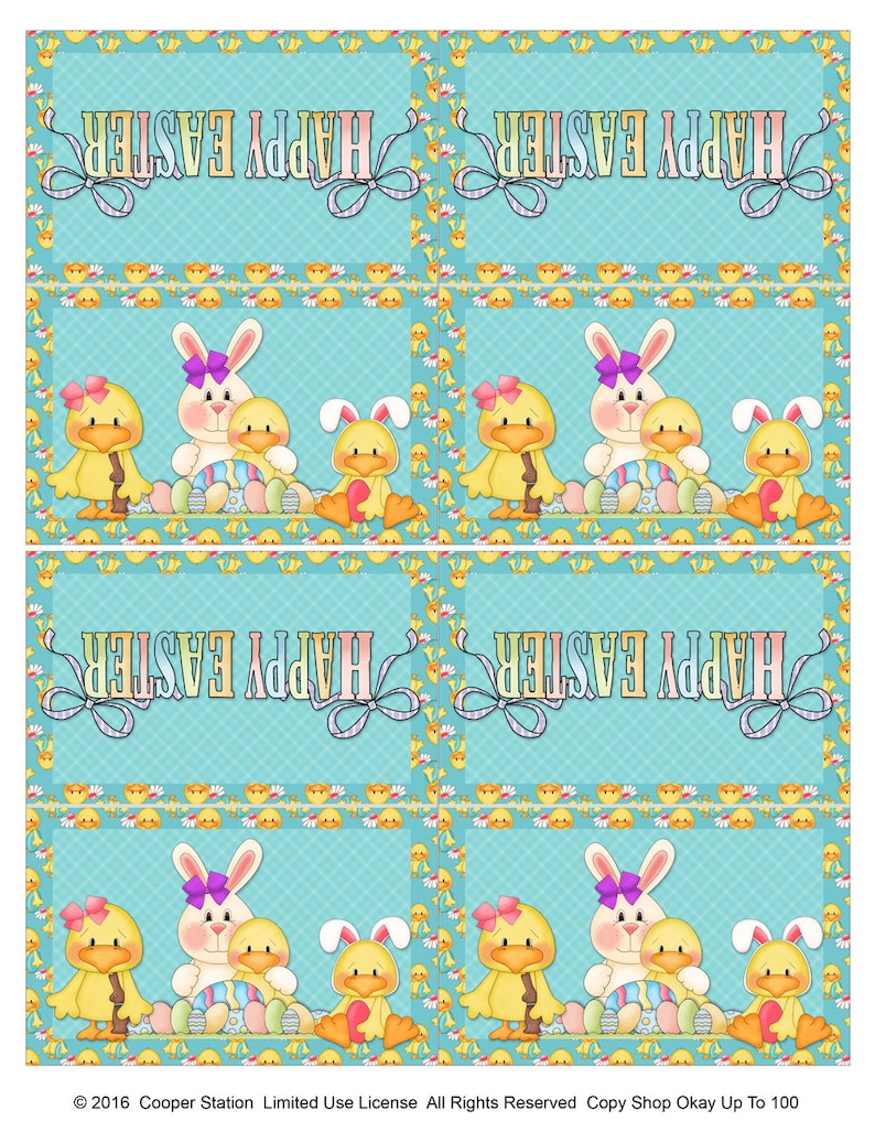 Printable Digital Easter Bag Topper Chicks and Bunnies - Etsy