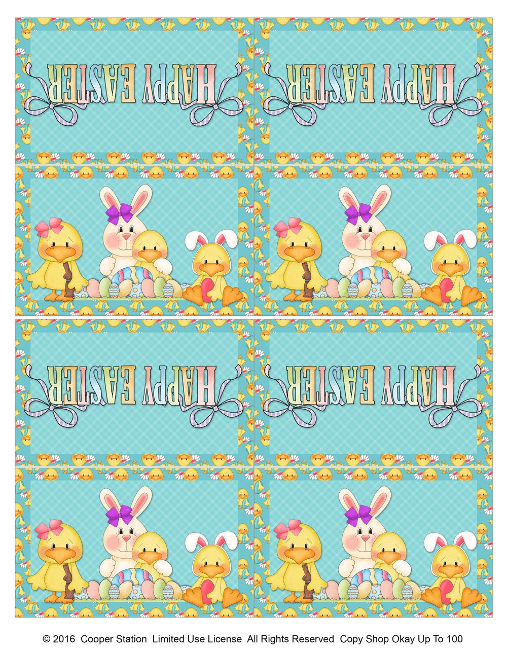 Printable Digital Easter Bag Topper Chicks and Bunnies | Etsy