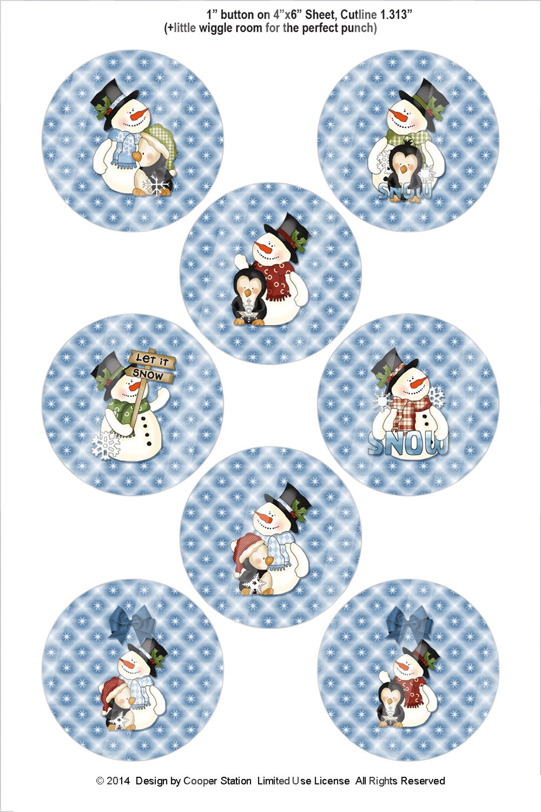 Digital Printable1.313 Inch Images for Buttons Snowman Theme - Etsy