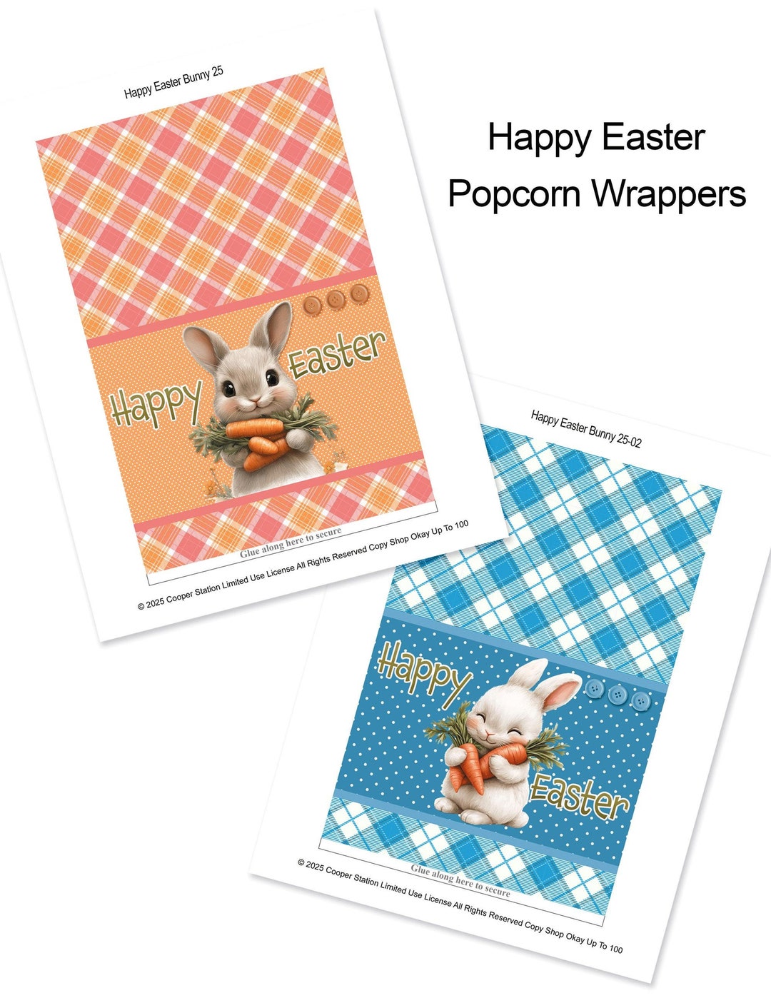 Digital Printable Easter Bunnies Popcorn Wrapper Set 025 - Instant ...