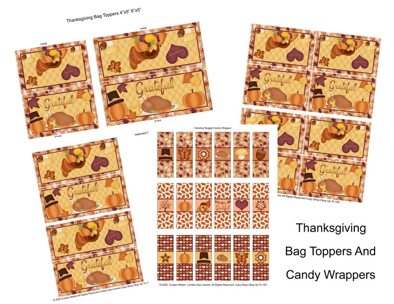 Digital Printable Thanksgiving Bag Topper - Hershey Nugget Wrapper and ...
